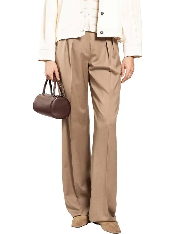 Max Mara Wool Twill High-waisted Trousers - Brown