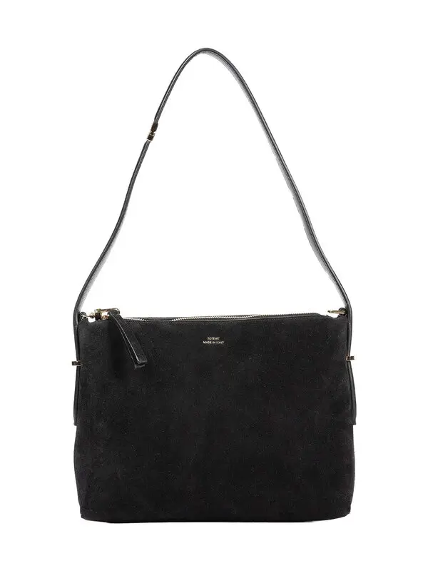 TOTEME Bevel Suede Wristlet Shoulder Bag - Black