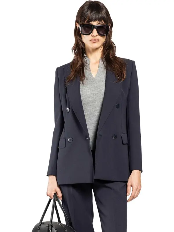 Max Mara Fitted Wool Crepe Blazer - Blue