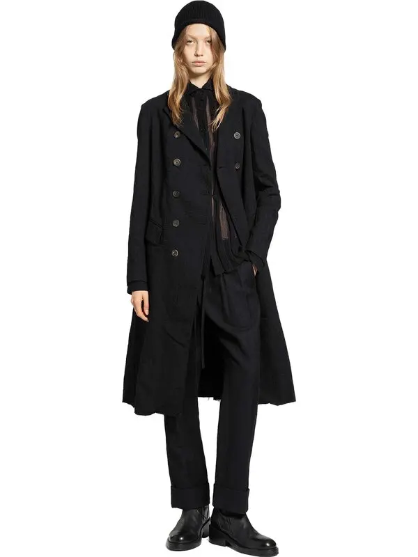 FORME D'EXPRESSION Viscose Wool Long Coat - Black