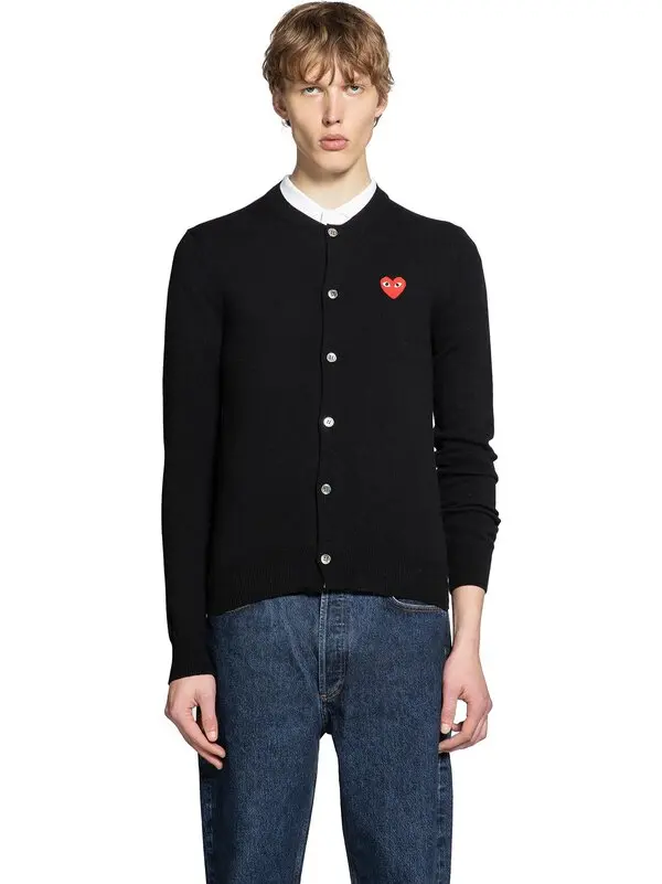 Play Comme Des Garcon Comme Des Garçons Play Wool Heart Cardigan - Black