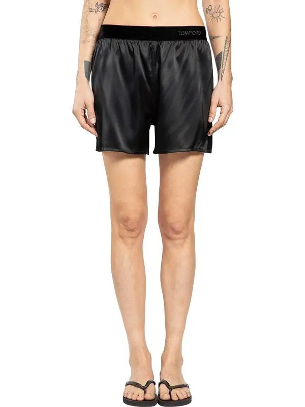 TOM FORD Stretch Silk Satin Pajama Shorts - Black