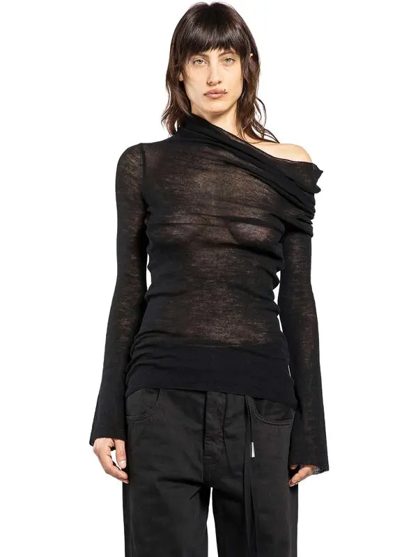 ANN DEMEULEMEESTER Tizziana Drop Shoulder Knit Top - Black