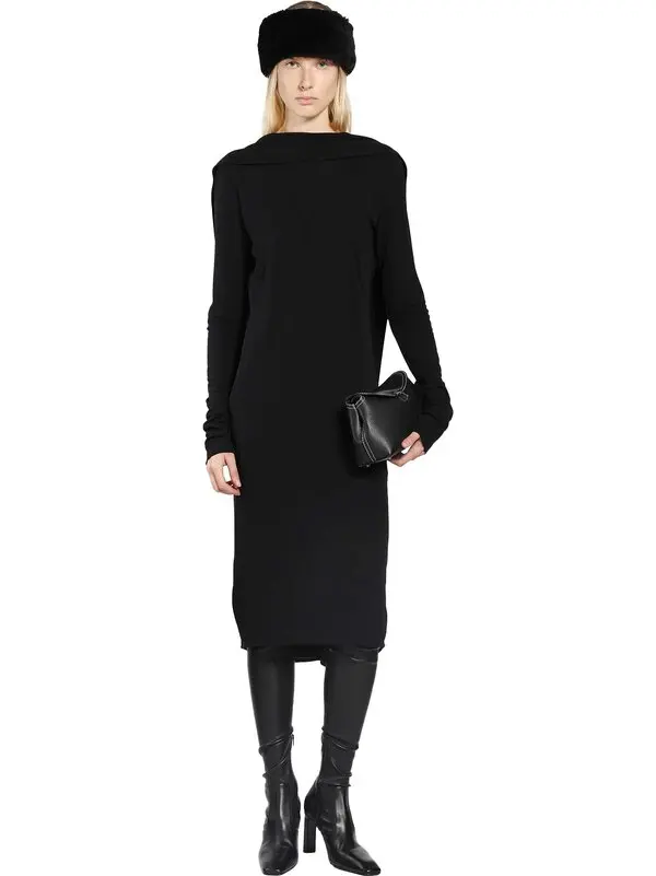 TOTEME Viscose Cape Effect Midi Dress - Black
