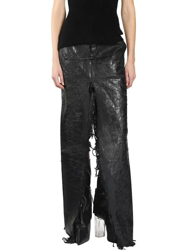 Rick Owens Waxed Denim Sliced Long Skirt - Black