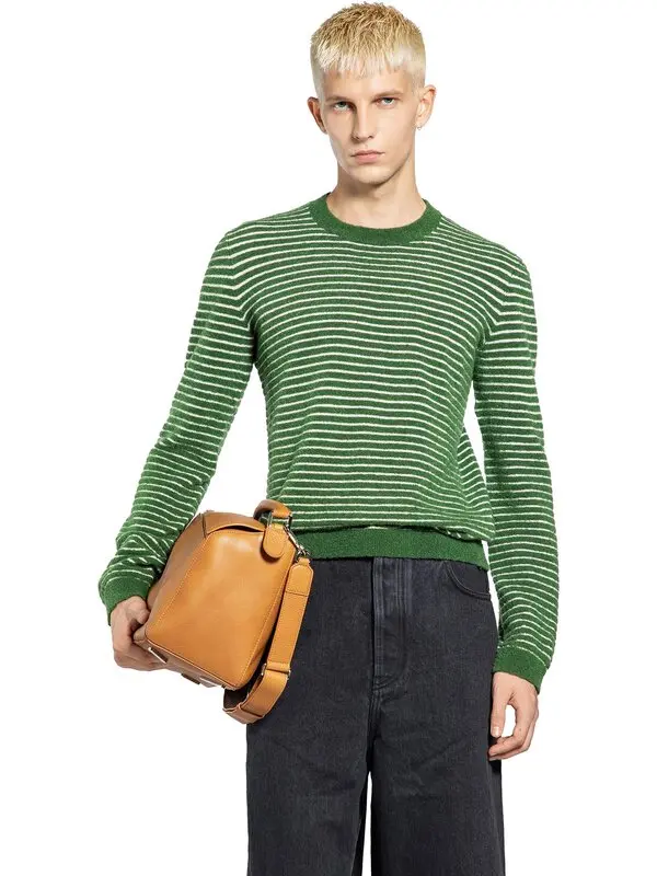 Loewe Alpaca Wool Striped Crewneck Sweater - Green