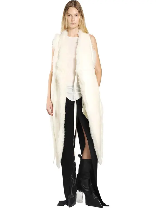 Rick Owens Shearling Vest - White