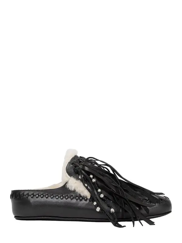 ANN DEMEULEMEESTER Oloi" Leather Fringe Mules - Black