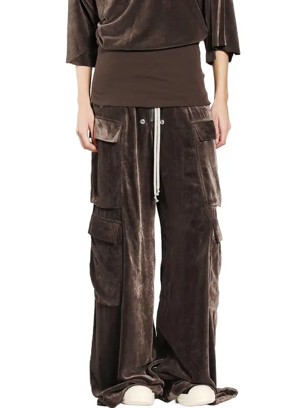 Rick Owens Velvet Cargo Trousers - Grey