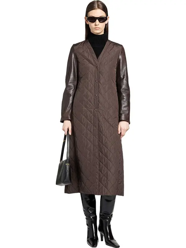Max Mara Berta Quilted Leather Coat - Brown