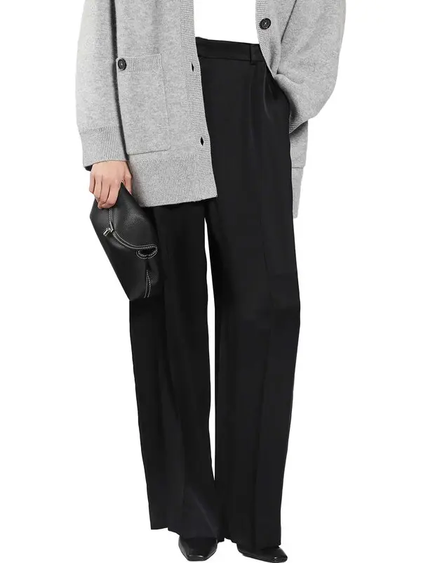 TOTEME Wild Satin Wide Leg Trousers - Black