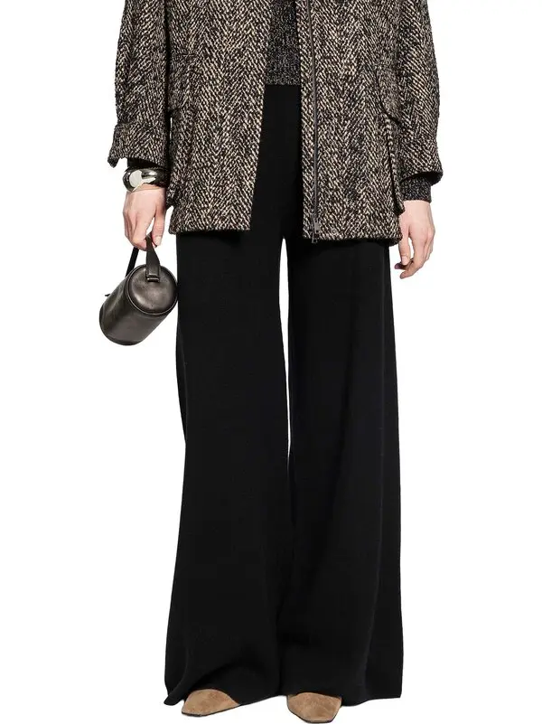 Max Mara Wool Cashmere Knit Trousers - Black