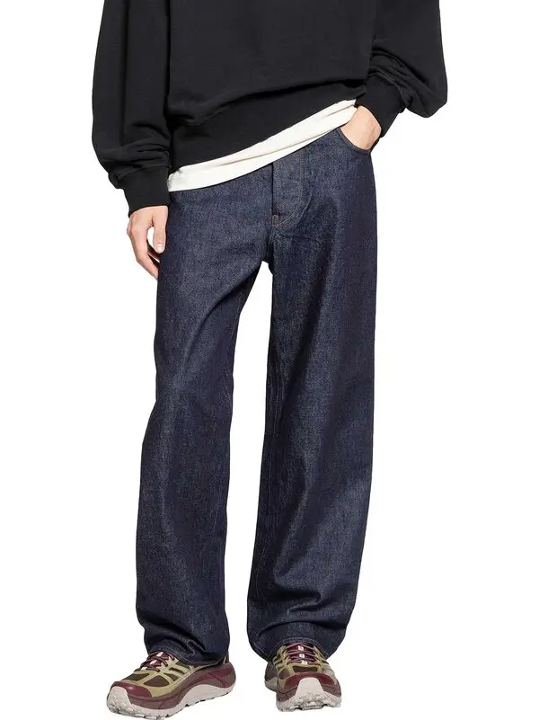 Stone Island Straight Leg Denim Jeans With Logo Patch - Blue