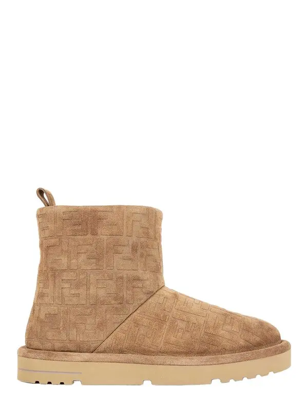 Fendi Suede Ankle Boots With Ff Monogram - Brown