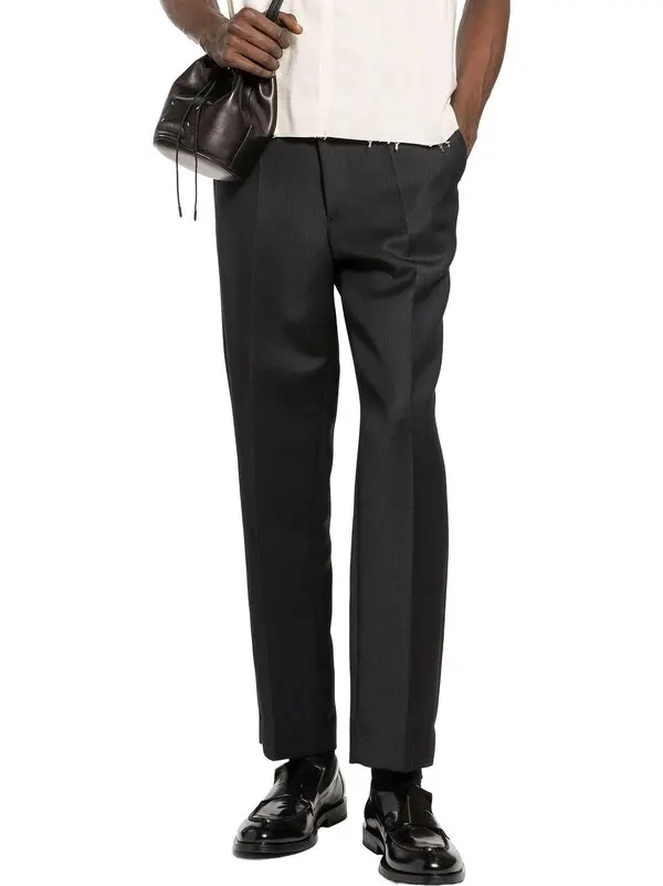 MAISON MARGIELA Belted Wool Twill Trousers - Black