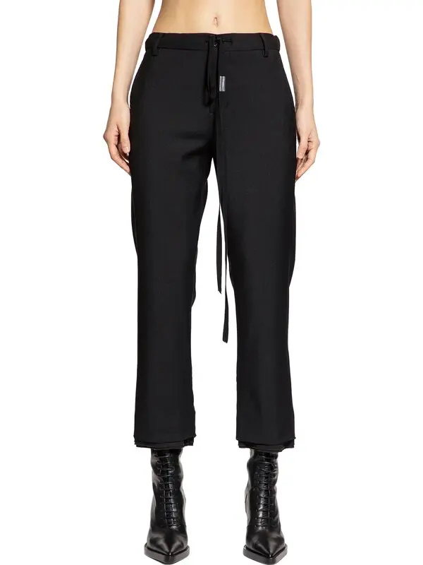 ANN DEMEULEMEESTER Virgin Wool Cigarette Trousers - Black