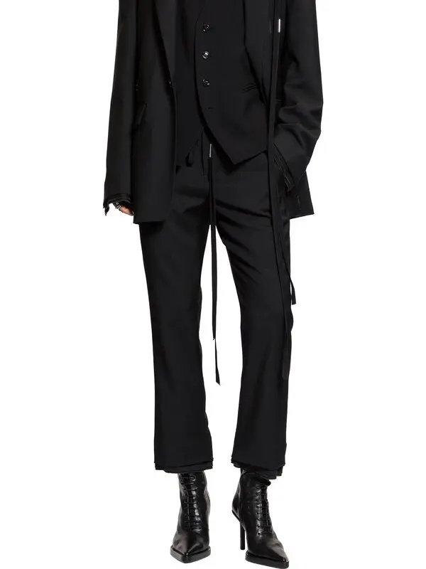 ANN DEMEULEMEESTER Virgin Wool Cigarette Trousers - Black