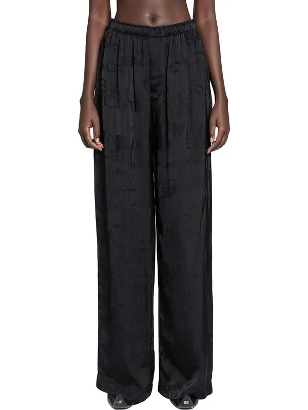 Balenciaga All Over Jacquard Wide Leg Pyjama Pants - Black