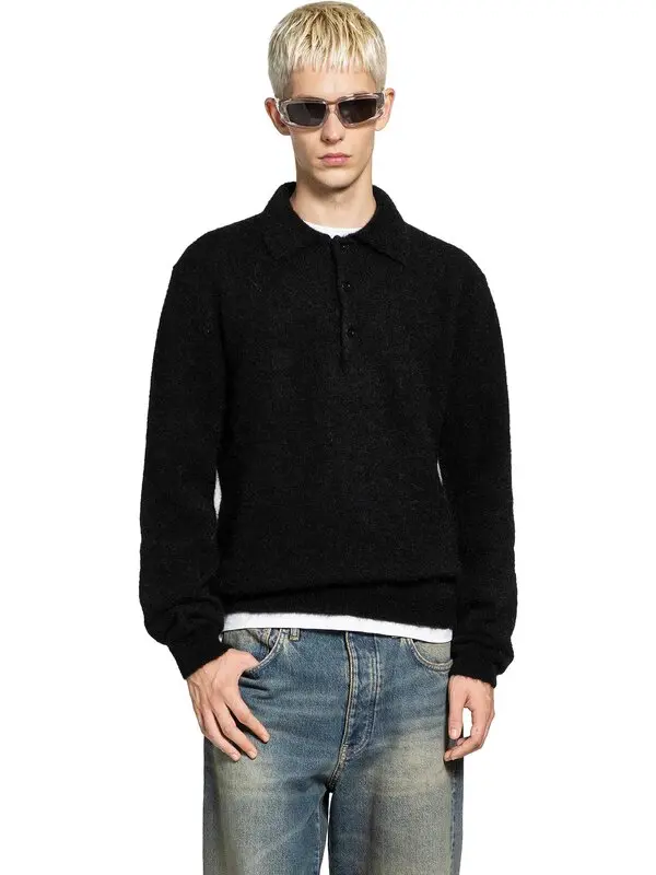 SUNFLOWER Mohair Alpaca Blend Polo Sweater - Black