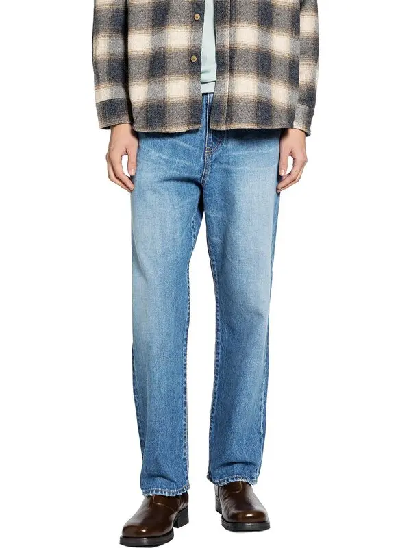 MYTHINKS Indigo Washed Denim Straight Leg Pants - Blue