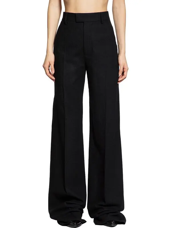 ANN DEMEULEMEESTER Brushed Wool Flared Leg Trousers - Black