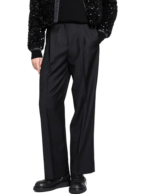 Moncler Wool Gabardine Tailored Pants - Black