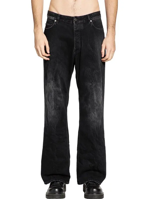 Balenciaga Distressed Baggy Jeans - Black
