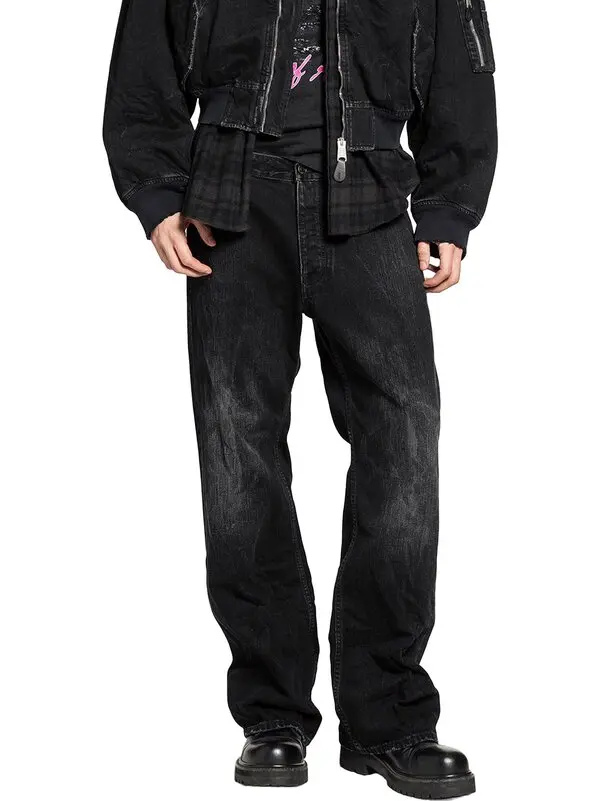 Balenciaga Distressed Baggy Jeans - Black