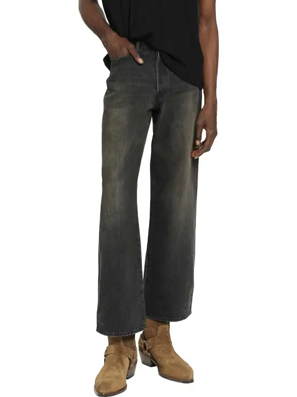 SSSTEIN Loose Fit Wide Leg Denim Jeans - Black