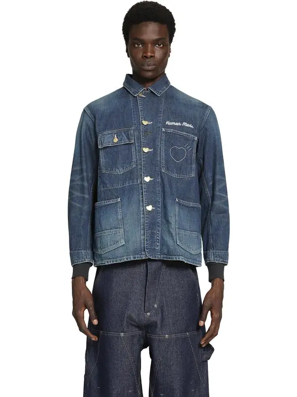 HUMAN MADE Denim Coverall Jacket With Graphic Motifs - Blue