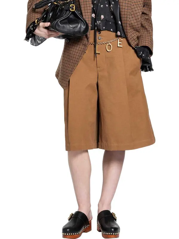 Chloé High-rise Wide Leg Bermuda Shorts - Brown
