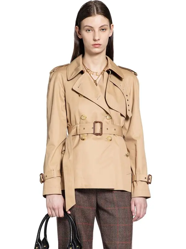 Chloé Cotton Gabardine Short Trench Coat - Brown