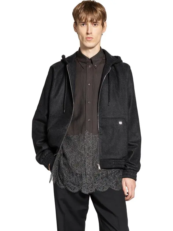 Fendi Cashmere Zip-up Hoodie - Grey