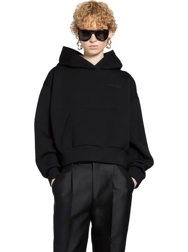 Gucci Double Viscose Jersey Hooded Sweatshirt - Black