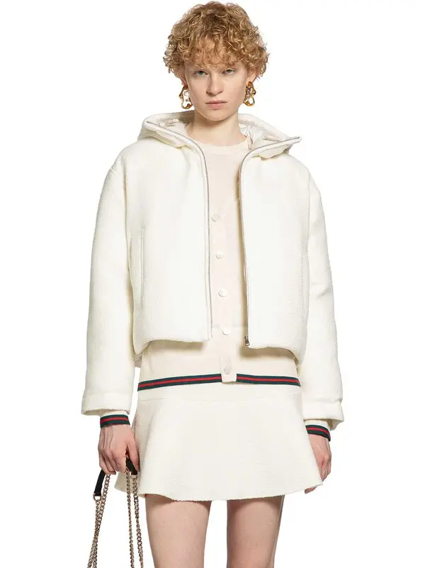 Gucci Hooded Down Bomber Jacket - White