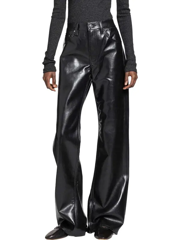 AGOLDE Mid-rise Kickboot Recycled Leather Pants - Black