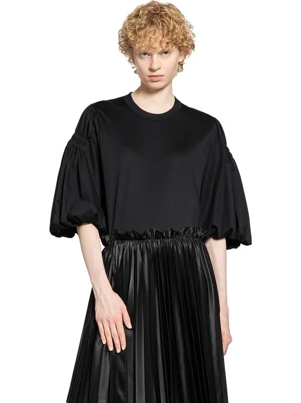Noir Kei Ninomiya Gathered Sleeve Cotton Jersey T-shirt - Black