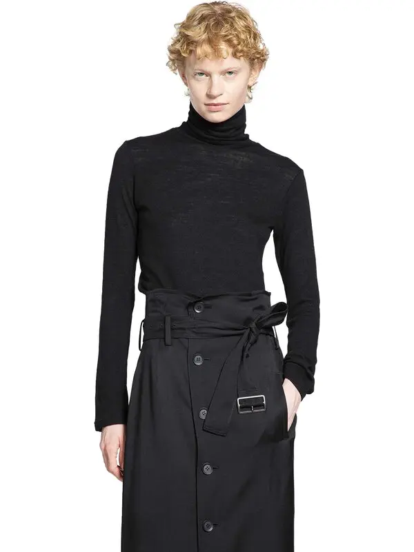Yohji Yamamoto Highneck Long Sleeve T-shirt - Black