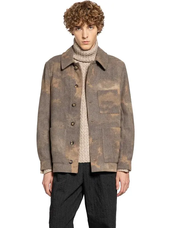 FORME D'EXPRESSION Overdyed Wool Cashmere Felt Jacket - Brown