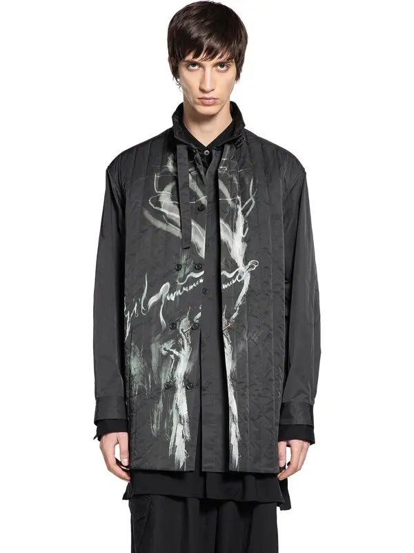 Yohji Yamamoto Tobacco Printed Padded Jacket - Black