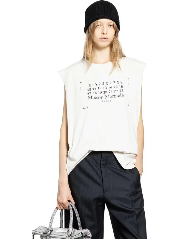 MAISON MARGIELA Logo Sleeveless Tank Top - Off-white