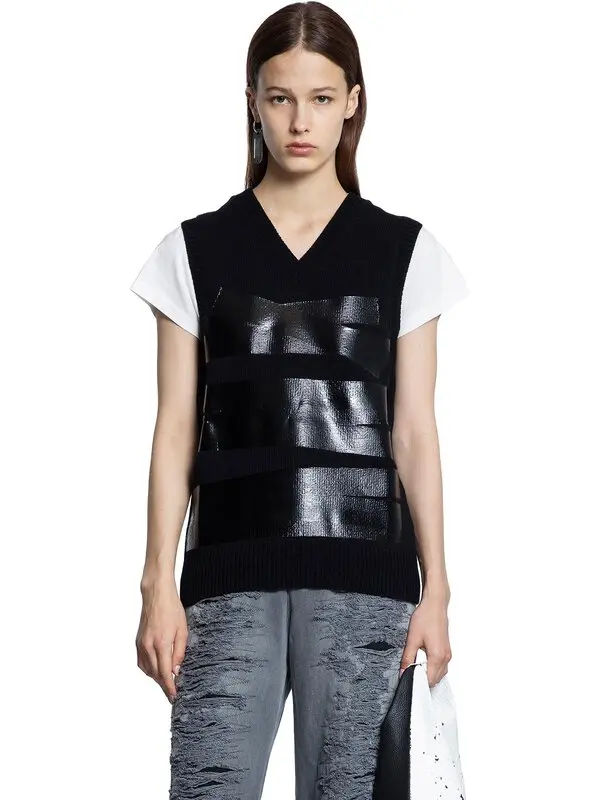 MAISON MARGIELA Wool Blend V-neck Vest - Black