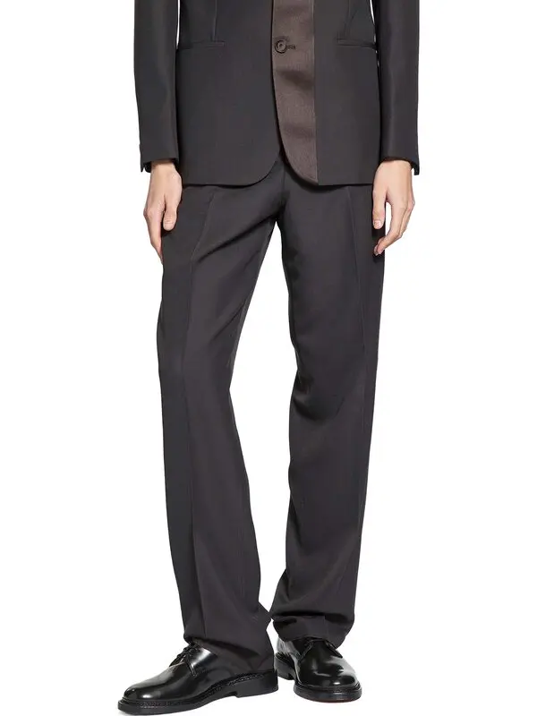 Fendi Cigarette Wool Crêpe Trousers - Brown