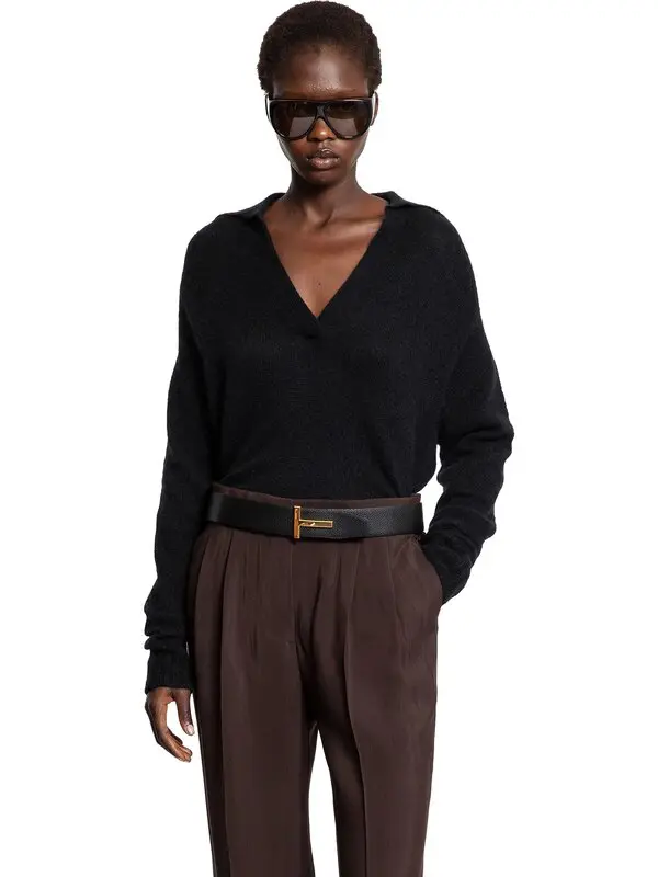 TOM FORD V-neck Cashmere Silk Sweater - Black