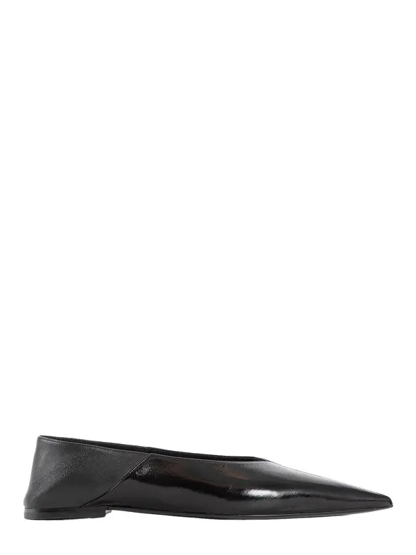 Saint Laurent Carolyn Leather Ballet Flats - Black
