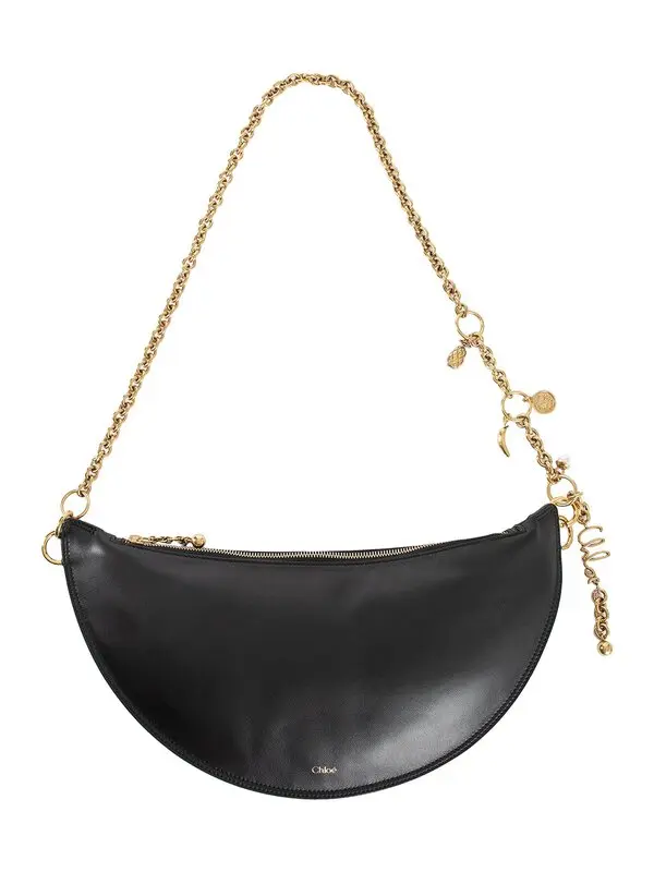 Chloé Icons Shoulder Bag In Nappa Lambskin With Gold-tone Chain And Charms - Black