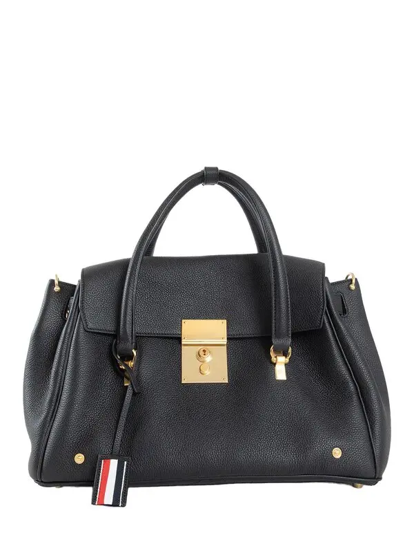 Thom Browne Pebble Grain Leather Luggage Bag - Black