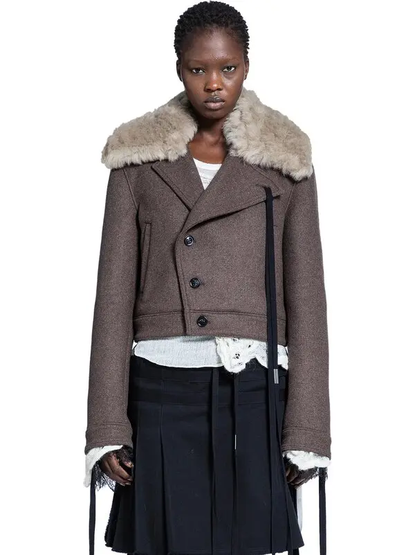ANN DEMEULEMEESTER Wiebke Wool And Shearling Perfecto - Brown