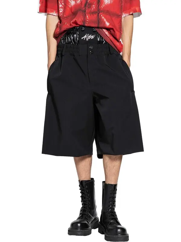 Moncler X Asap Rocky Logo Print Nylon Shorts - Black