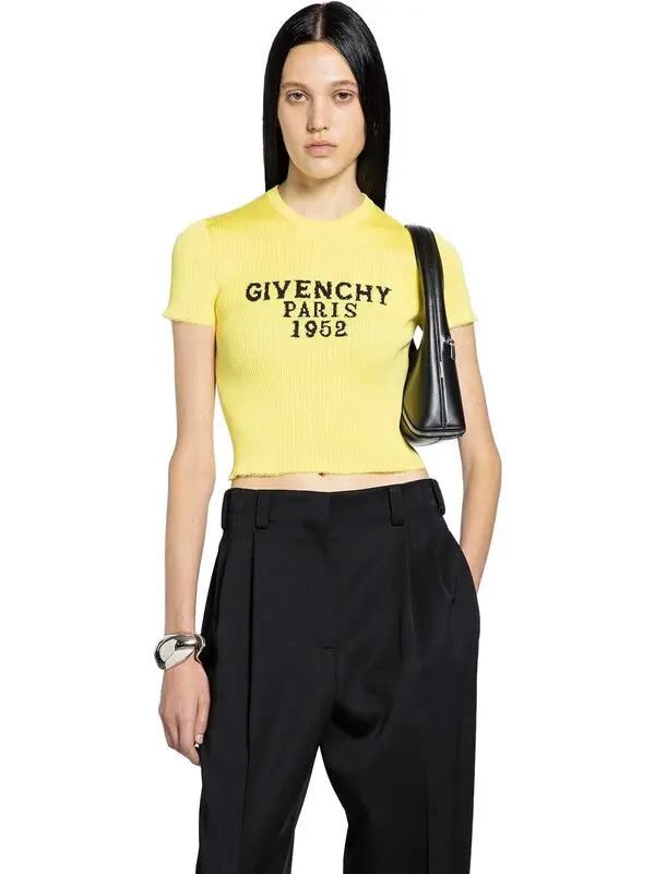 Givenchy Paris 1952" Jacquard Cropped Top - Yellow